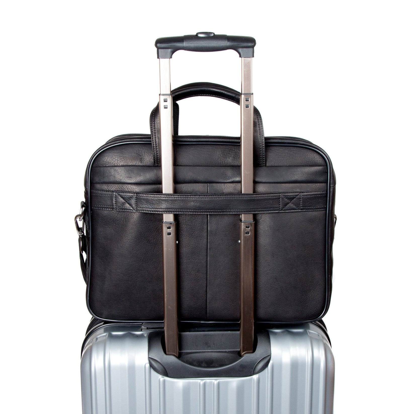 Colombian Leather 16" Twin Handle Laptop and Tablet Briefcase - Black ...